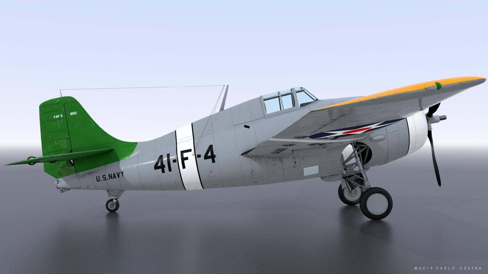 Grumman F4F-3 Wildcat 41F4 3D Model by Carlo Cestra