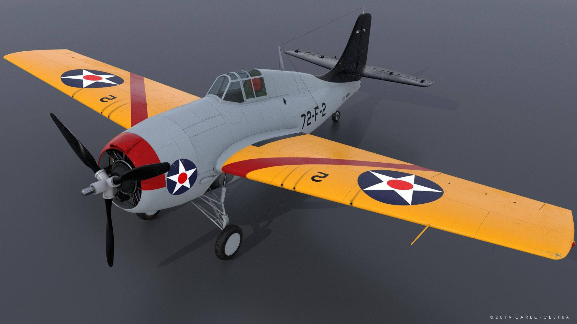 Grumman F4F-3 Wildcat 72F2 3D Model by Carlo Cestra