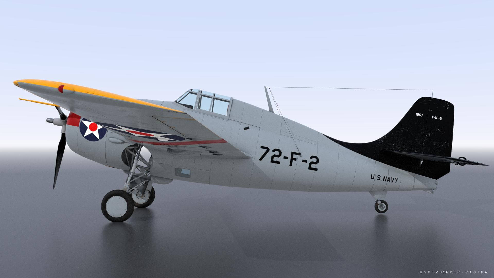 Grumman F4F-3 Wildcat 72F2 3D Model by Carlo Cestra