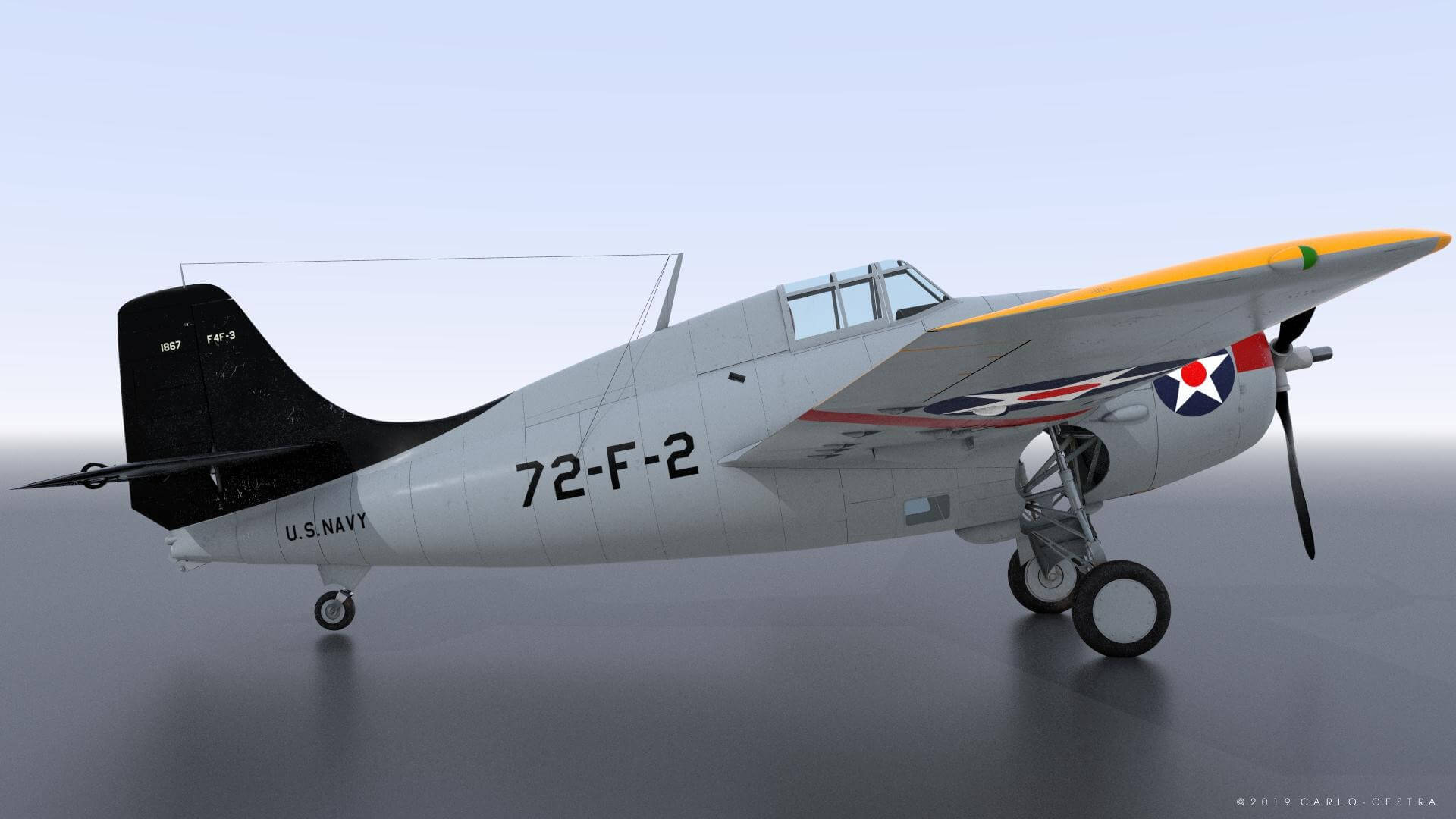 Grumman F4F-3 Wildcat 72F2 3D Model by Carlo Cestra