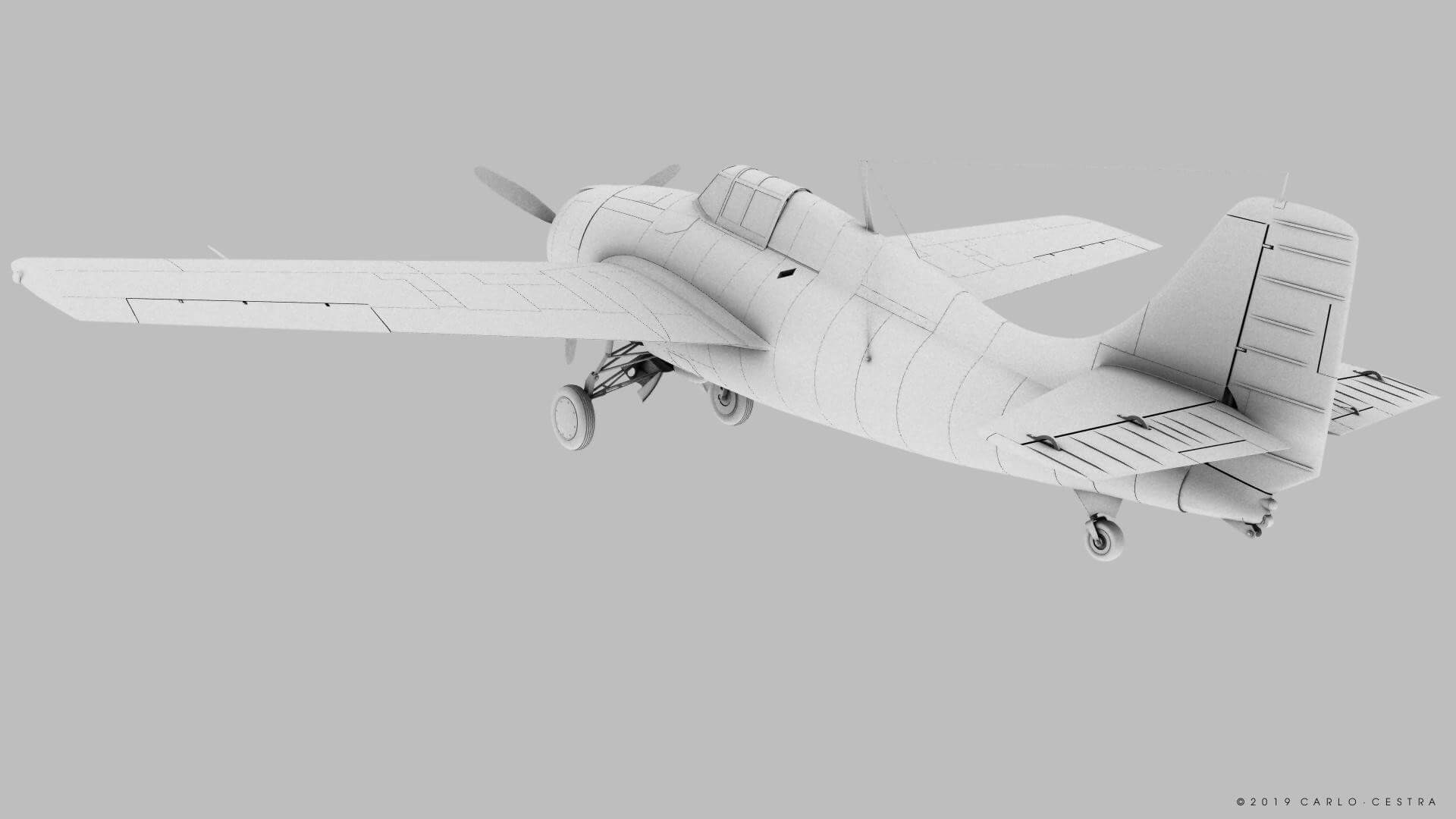 Grumman F4F-3 Wildcat 72F2 3D Model by Carlo Cestra