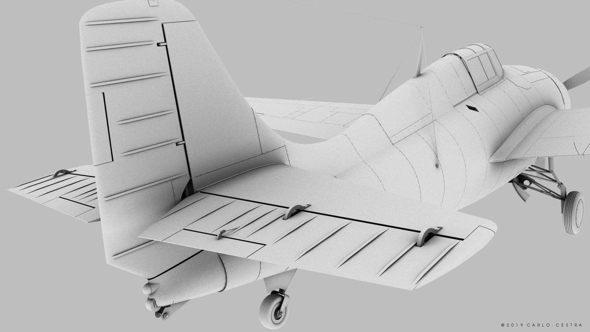 Grumman F4F-3 Wildcat 72F2 3D Model by Carlo Cestra