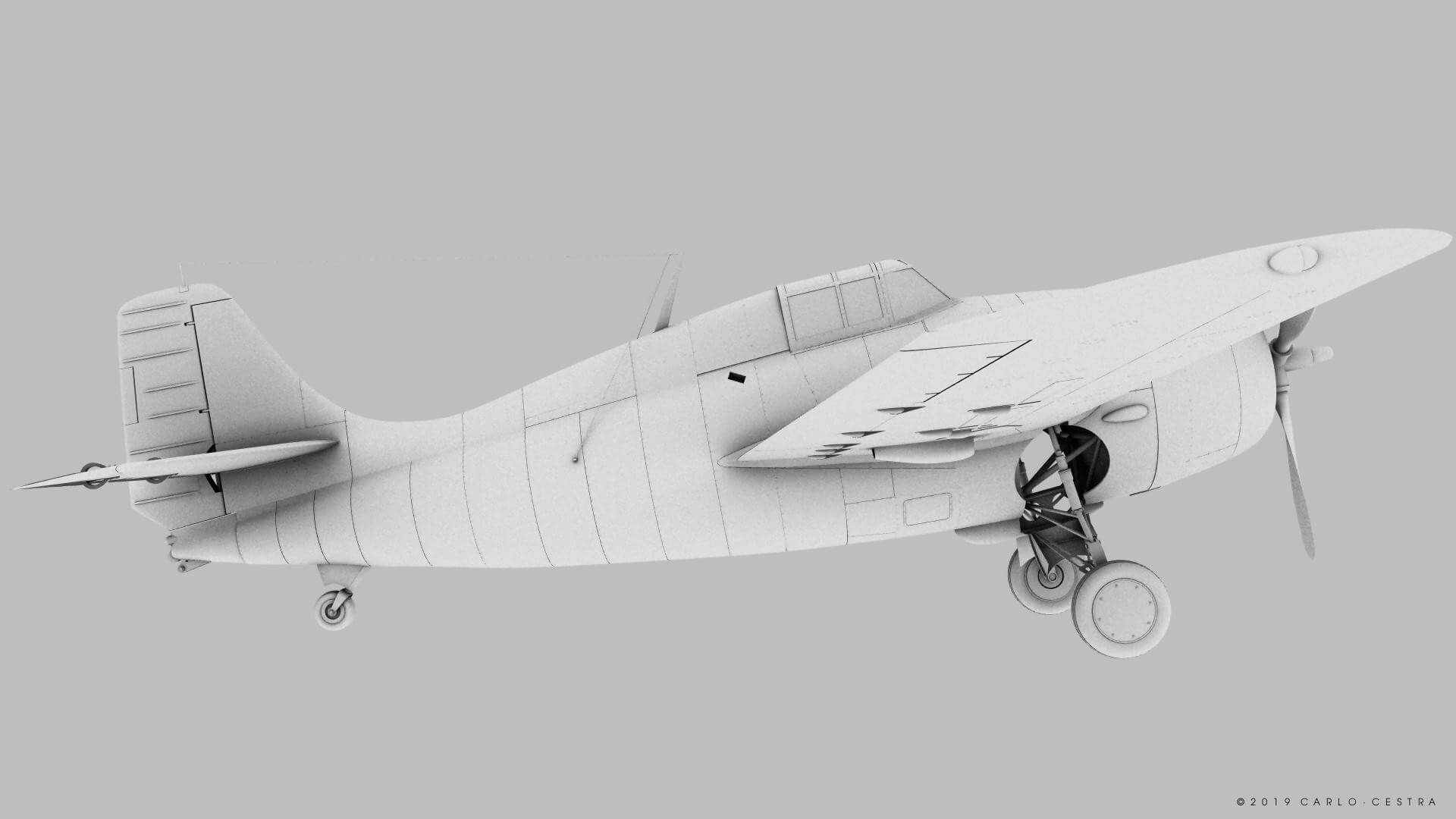 Grumman F4F-3 Wildcat 72F2 3D Model by Carlo Cestra