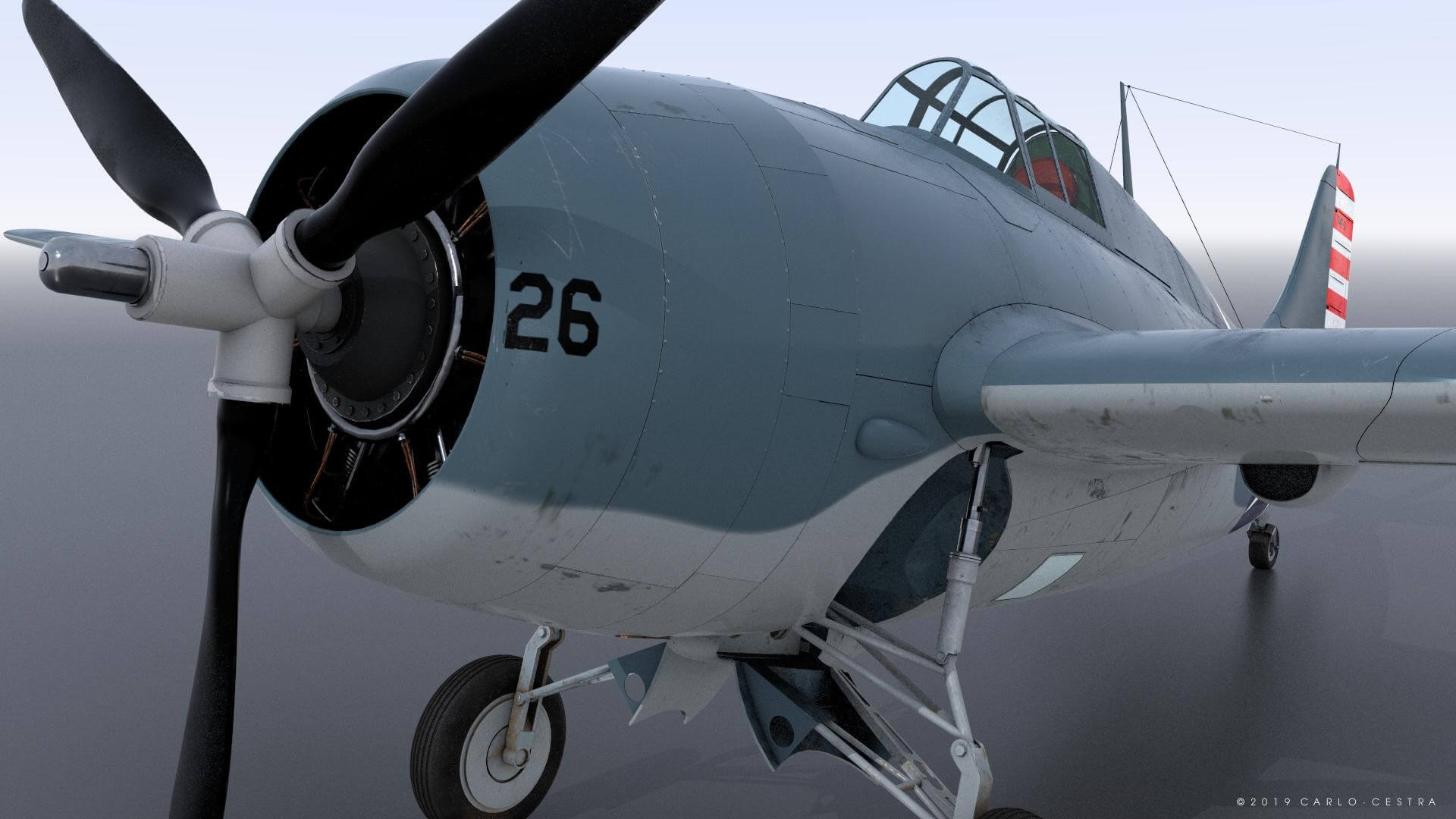 Grumman F4F-3 Wildcat F26 3D Model by Carlo Cestra