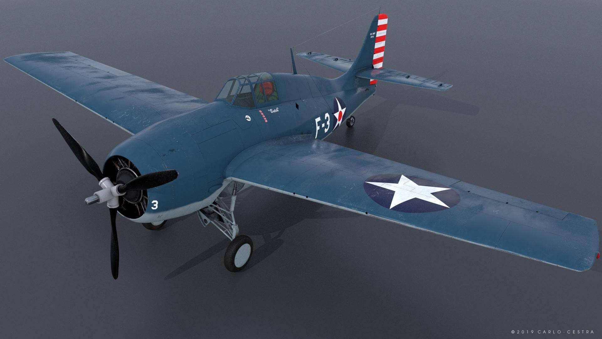 Grumman F4F-3 Wildcat F3 Butch 3D Model by Carlo Cestra