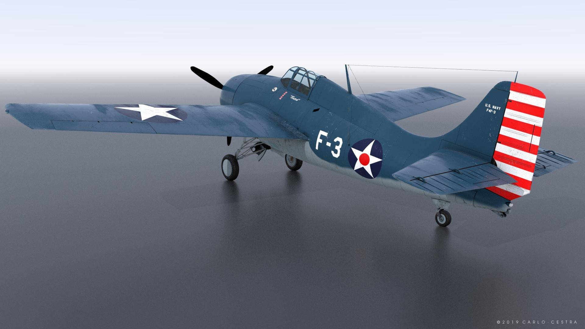 Grumman F4F-3 Wildcat F3 Butch 3D Model by Carlo Cestra