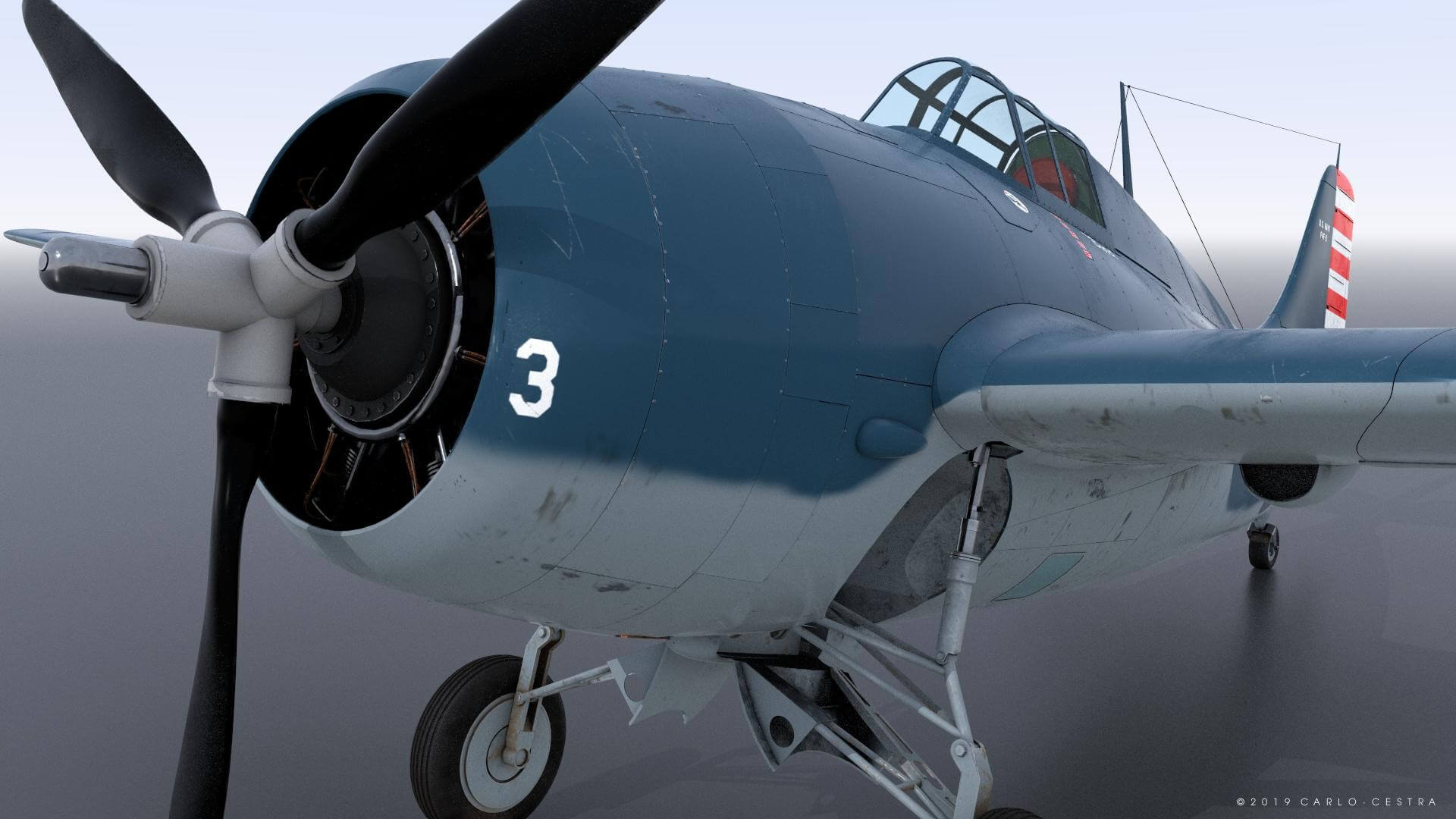 Grumman F4F-3 Wildcat F3 Butch 3D Model by Carlo Cestra