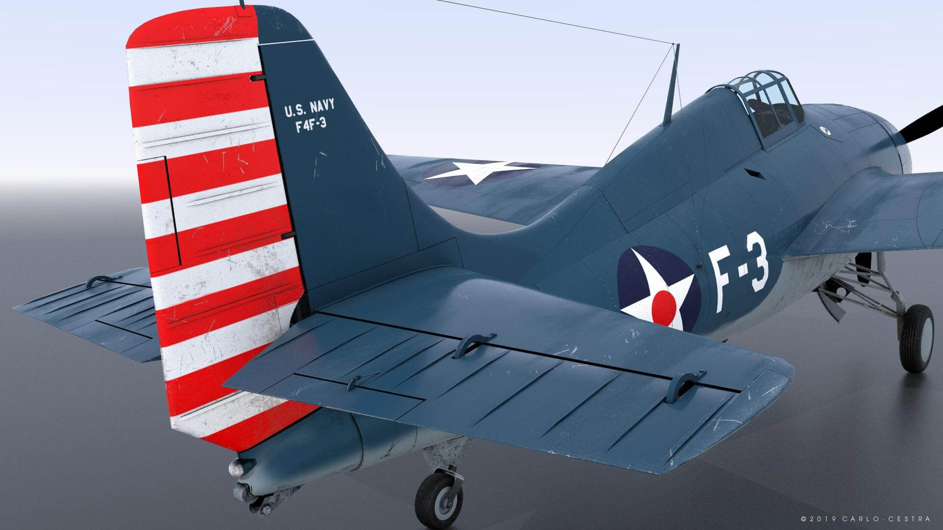 Grumman F4F-3 Wildcat F3 Butch 3D Model by Carlo Cestra