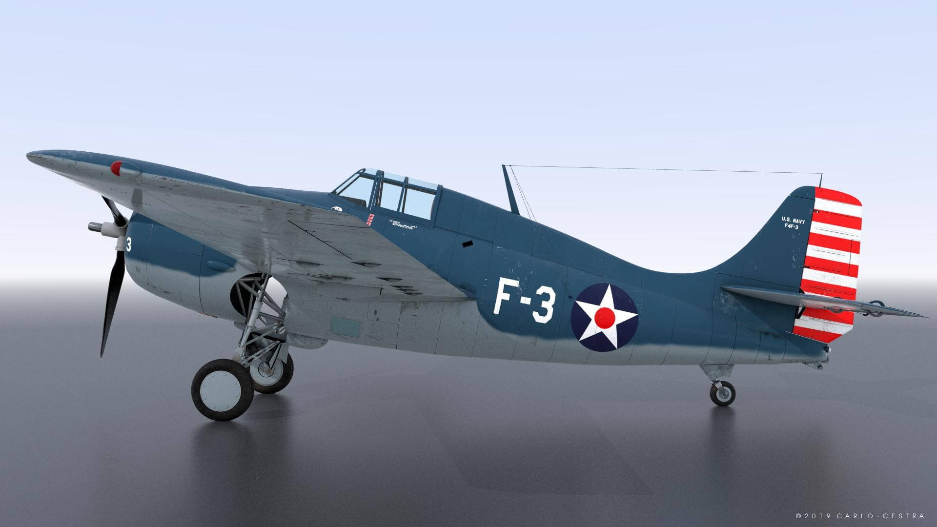 Grumman F4F-3 Wildcat F3 Butch 3D Model by Carlo Cestra