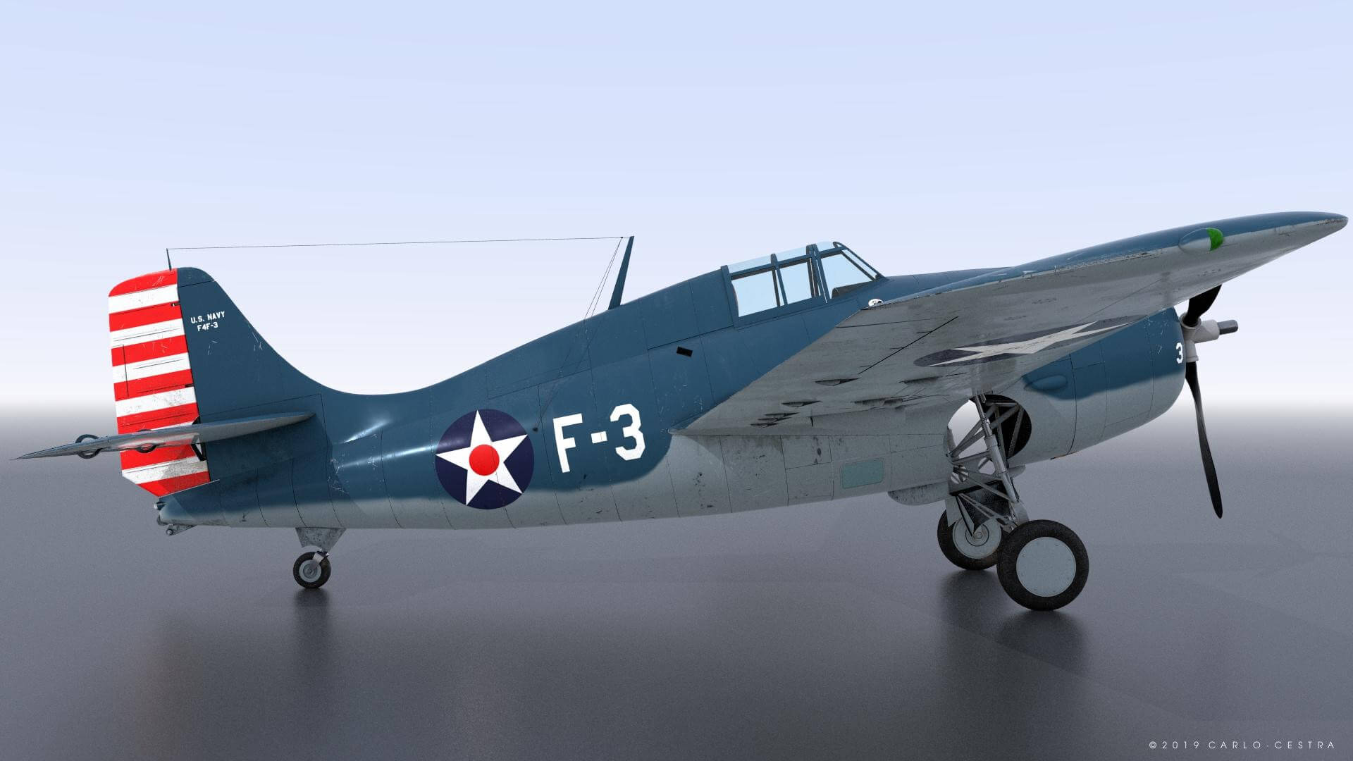 Grumman F4F-3 Wildcat F3 Butch 3D Model by Carlo Cestra