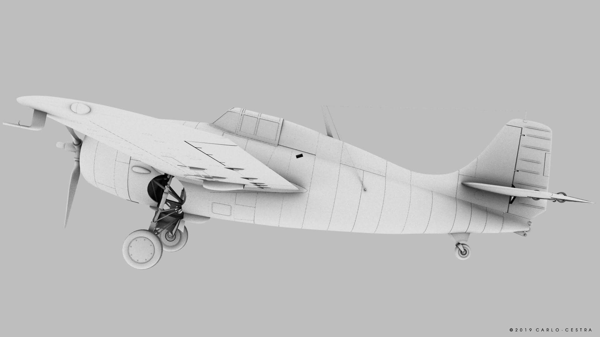 Grumman F4F-3 Wildcat F3 Butch 3D Model by Carlo Cestra