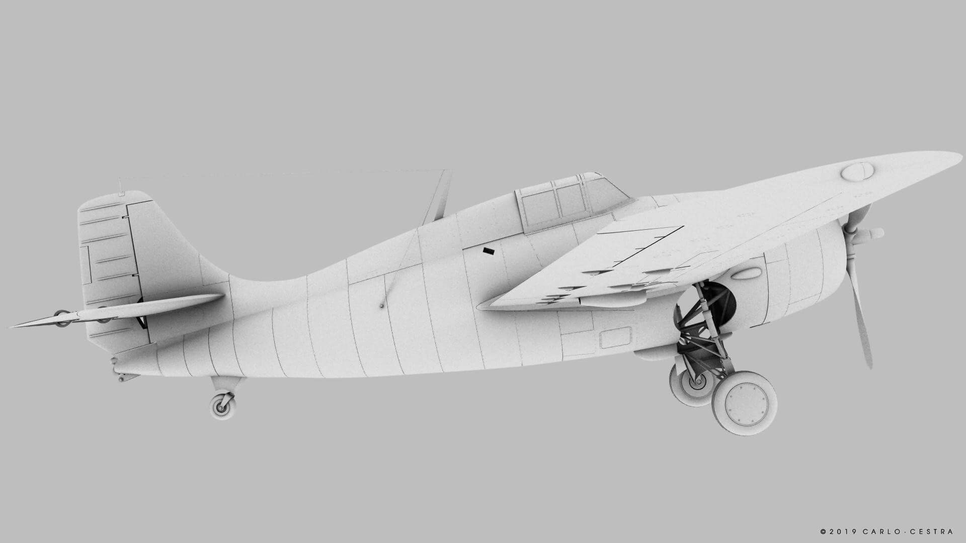 Grumman F4F-3 Wildcat F3 Butch 3D Model by Carlo Cestra