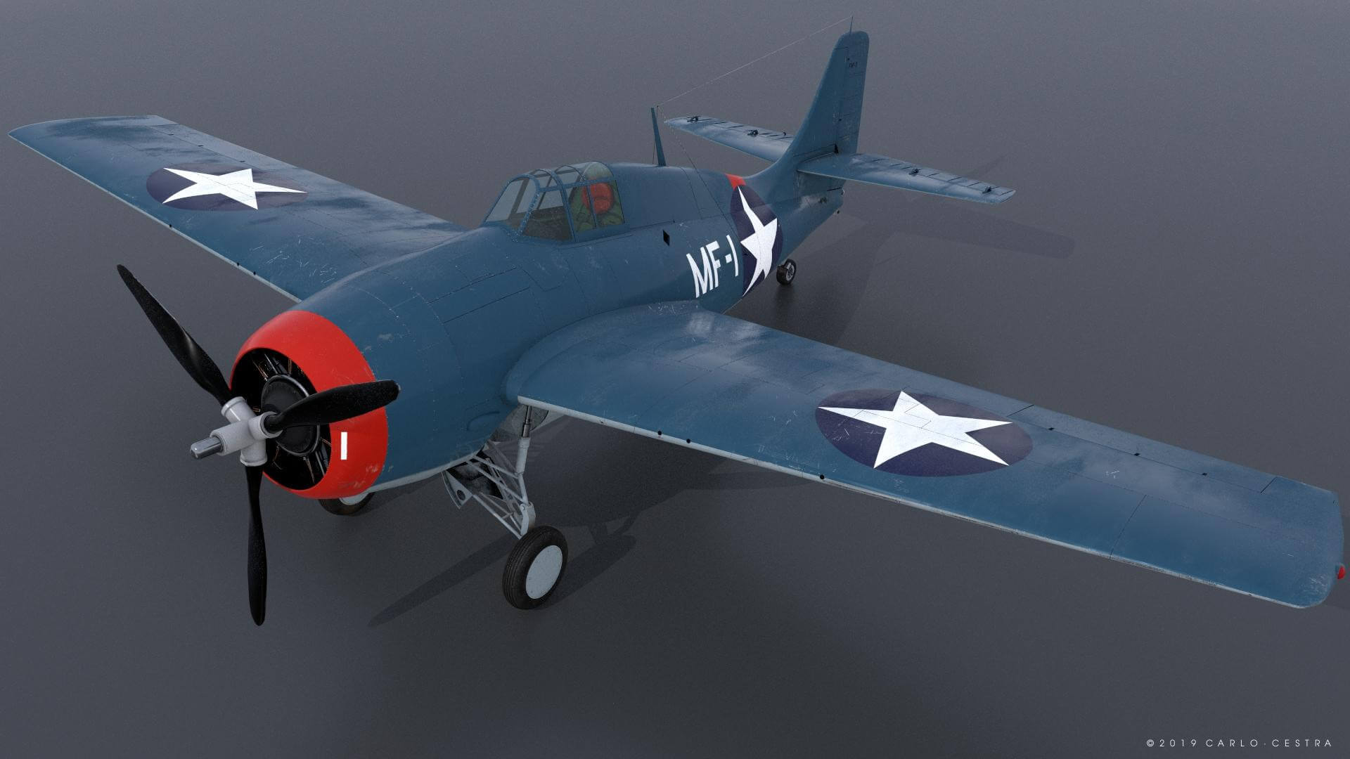 Grumman F4F-3 Wildcat MF1 3D Model by Carlo Cestra
