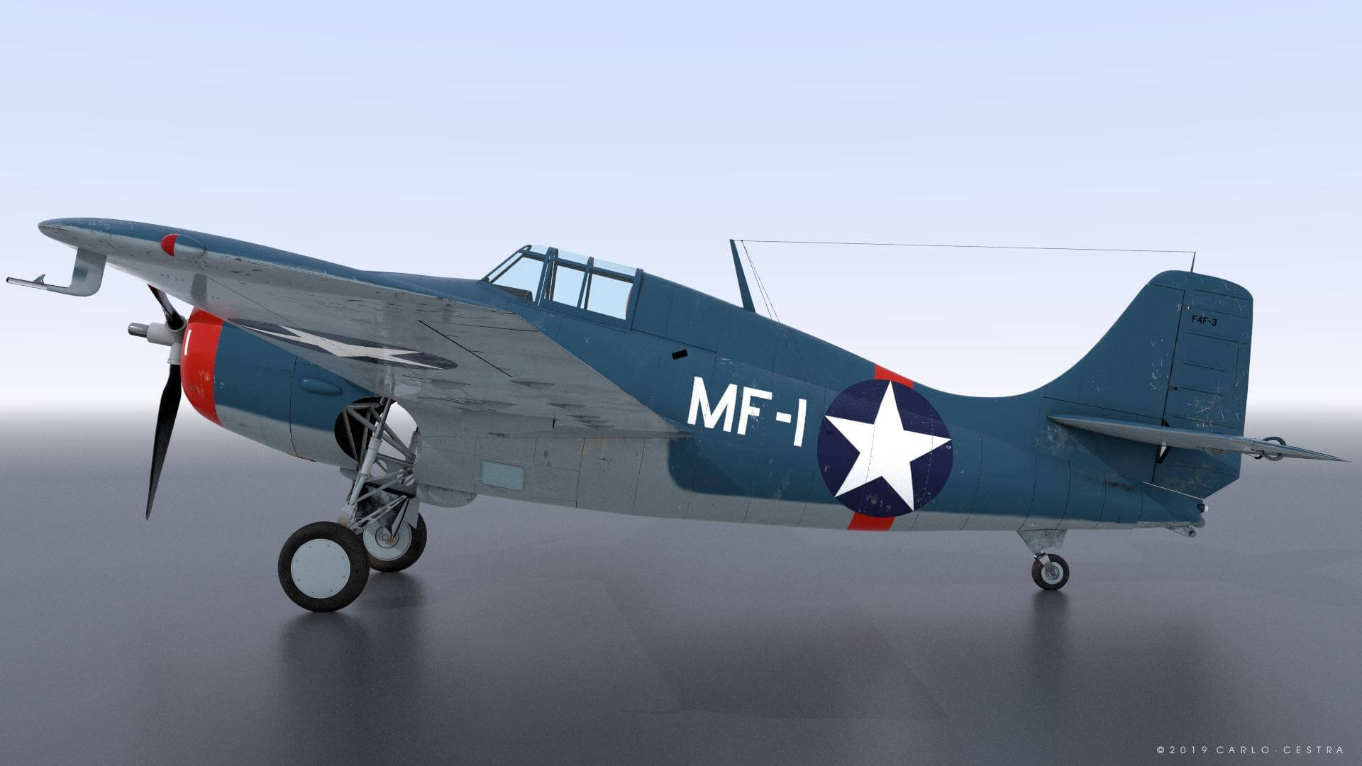 Grumman F4F-3 Wildcat MF1 3D Model by Carlo Cestra