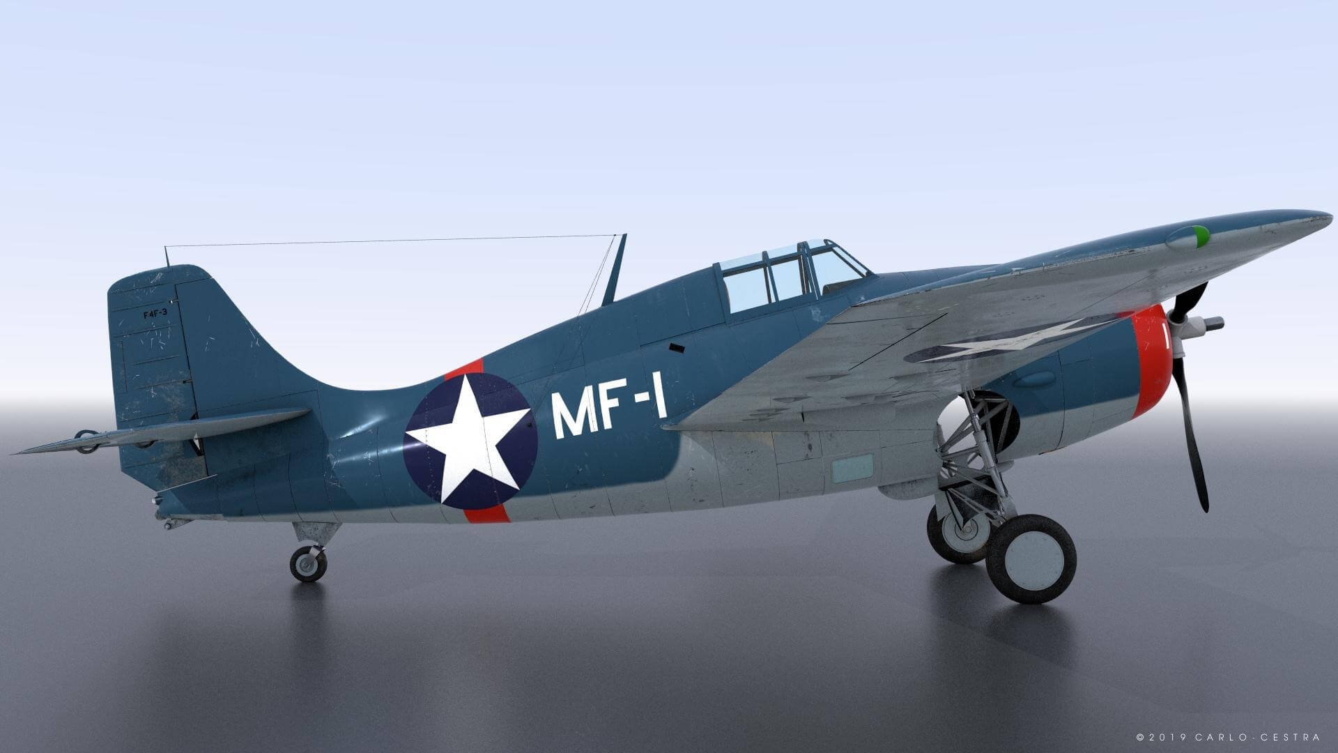 Grumman F4F-3 Wildcat MF1 3D Model by Carlo Cestra