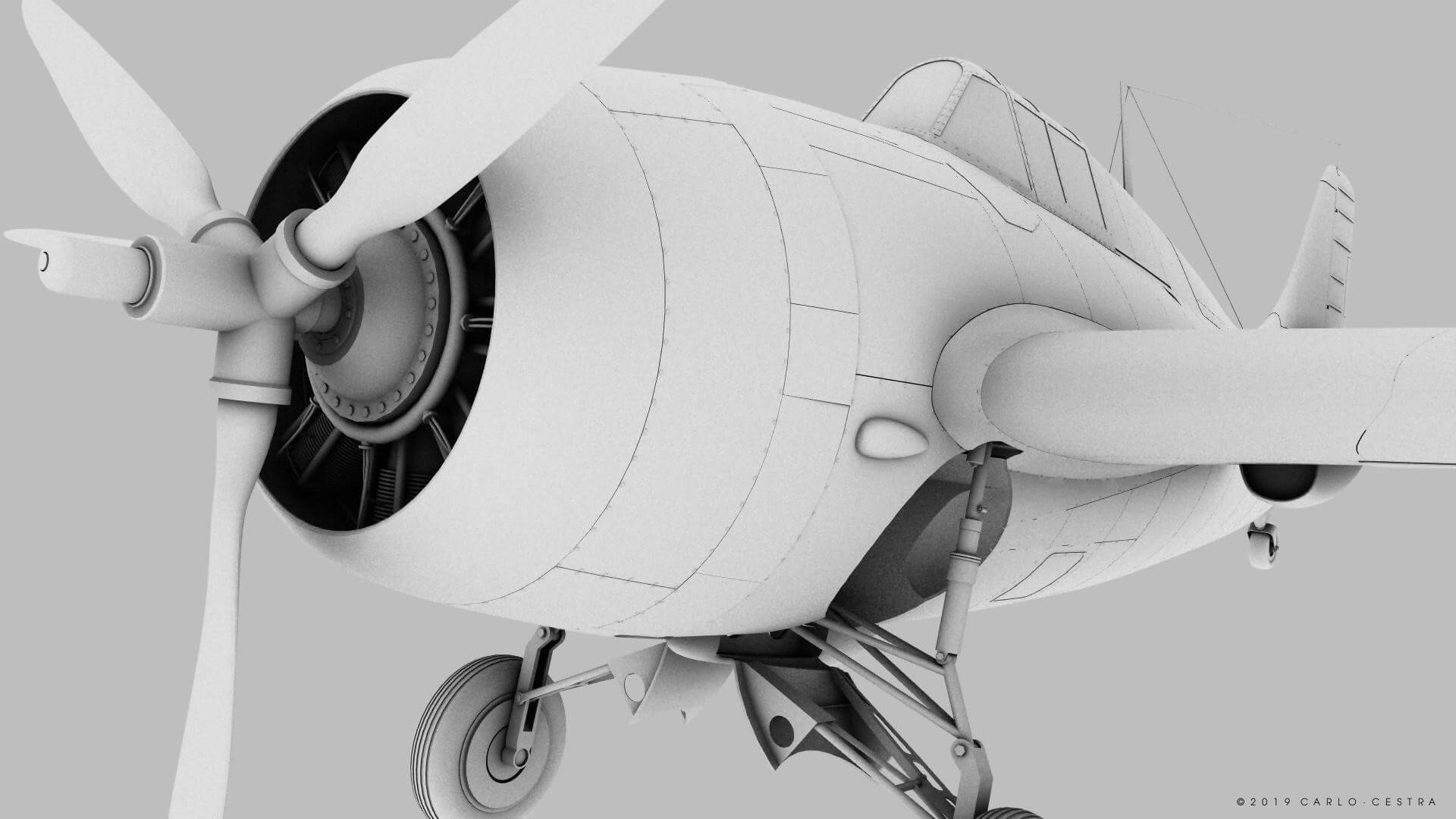 Grumman F4F-3 Wildcat MF1 3D Model by Carlo Cestra