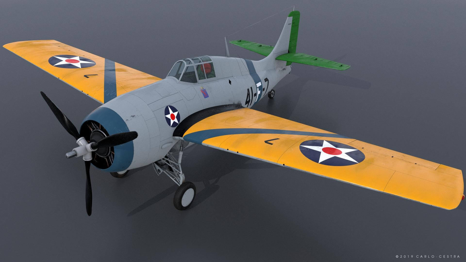 Grumman F4F-3 Wildcat VF41-41F7 3D Model by Carlo Cestra