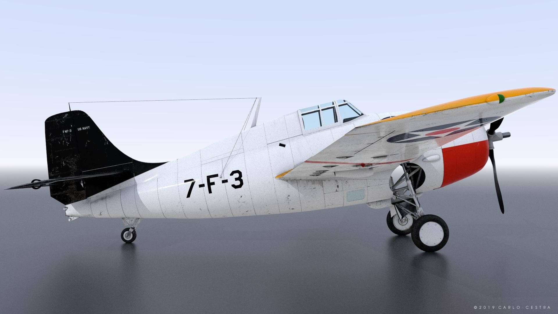 Grumman F4F-3 Wildcat VF7-7F3 3D Model by Carlo Cestra