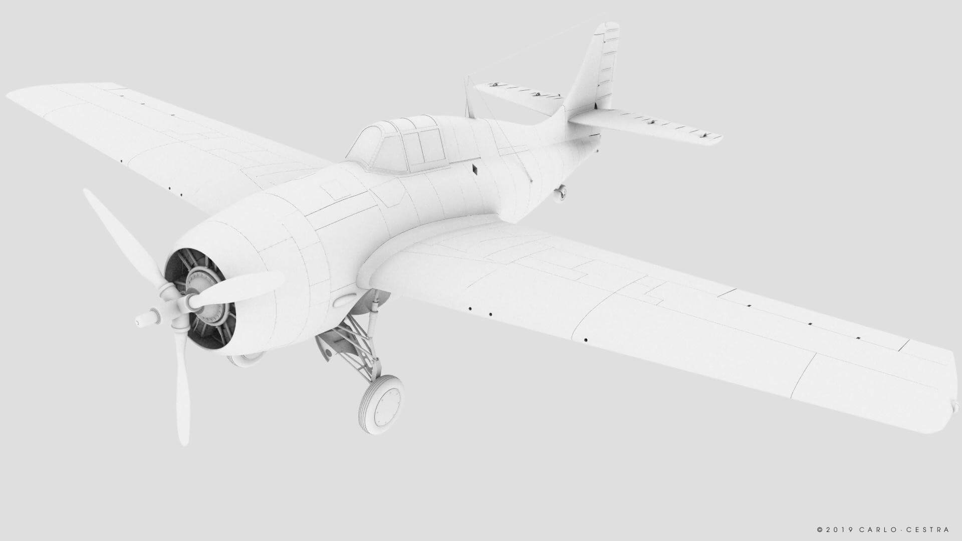 Grumman F4F-3 Wildcat VF7-7F3 3D Model by Carlo Cestra