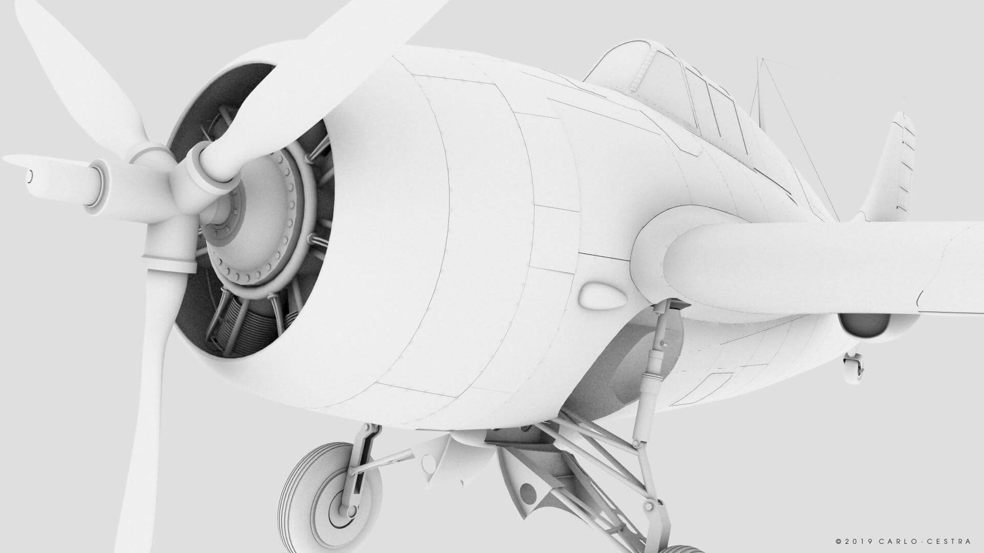 Grumman F4F-3 Wildcat VF7-7F3 3D Model by Carlo Cestra