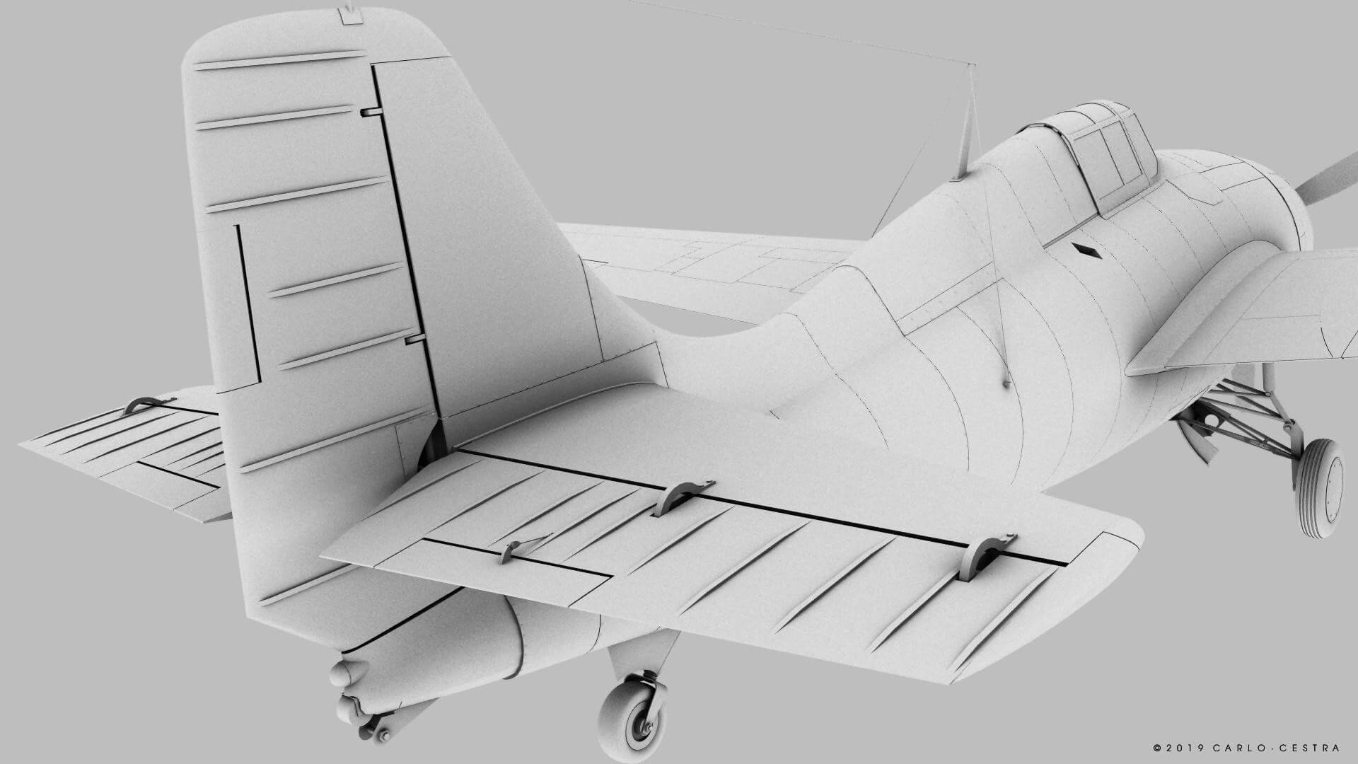 Grumman F4F-3 Wildcat VF7-7F3 3D Model by Carlo Cestra