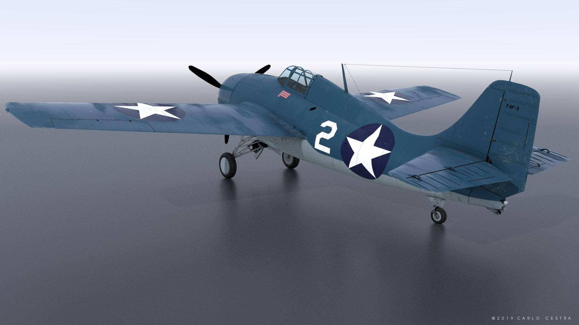 Grumman F4F-3 Wildcat VMF-222 3D Model by Carlo Cestra