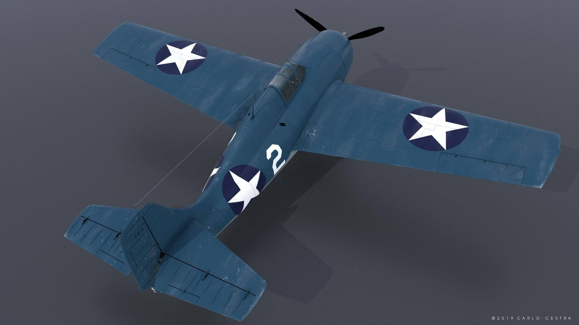 Grumman F4F-3 Wildcat VMF-222 3D Model by Carlo Cestra