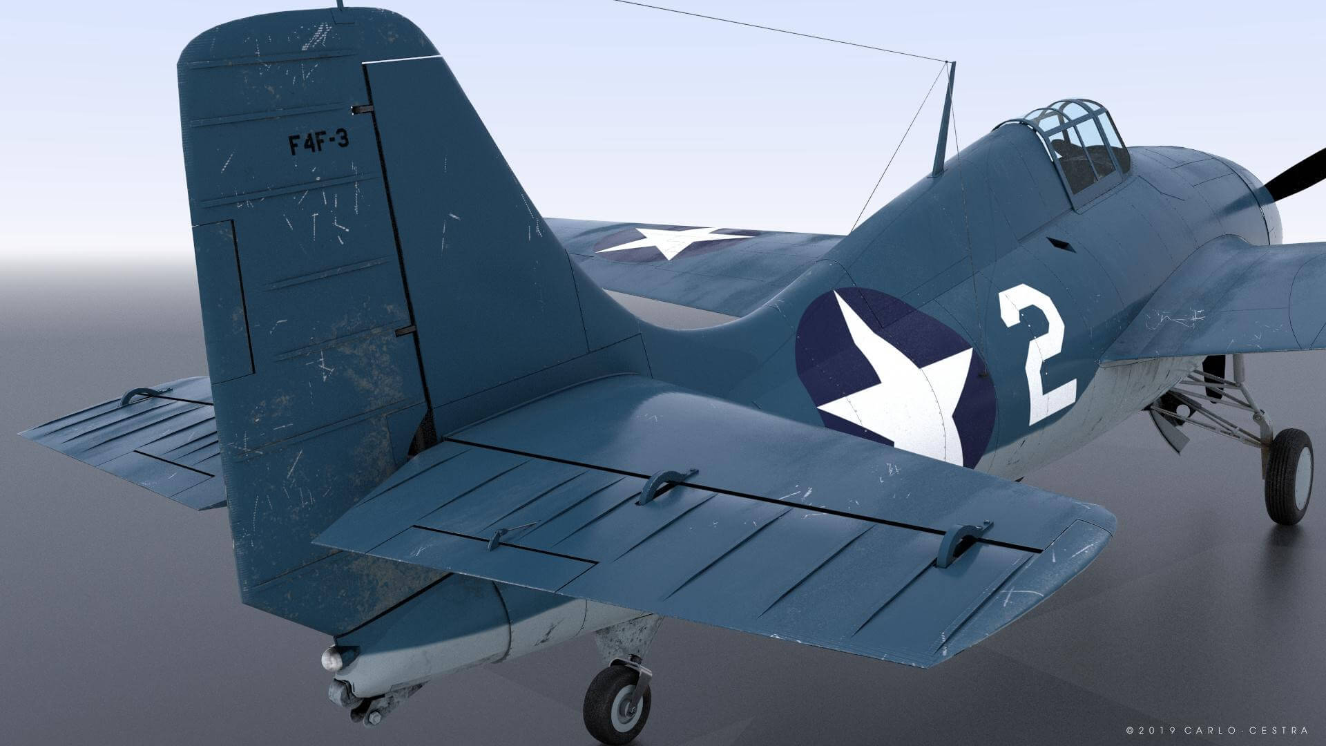 Grumman F4F-3 Wildcat VMF-222 3D Model by Carlo Cestra