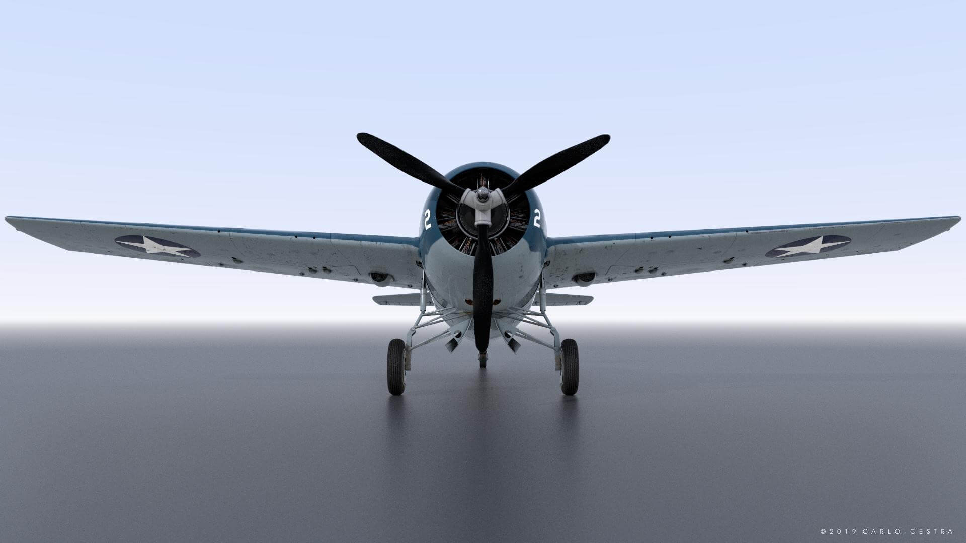 Grumman F4F-3 Wildcat VMF-222 3D Model by Carlo Cestra