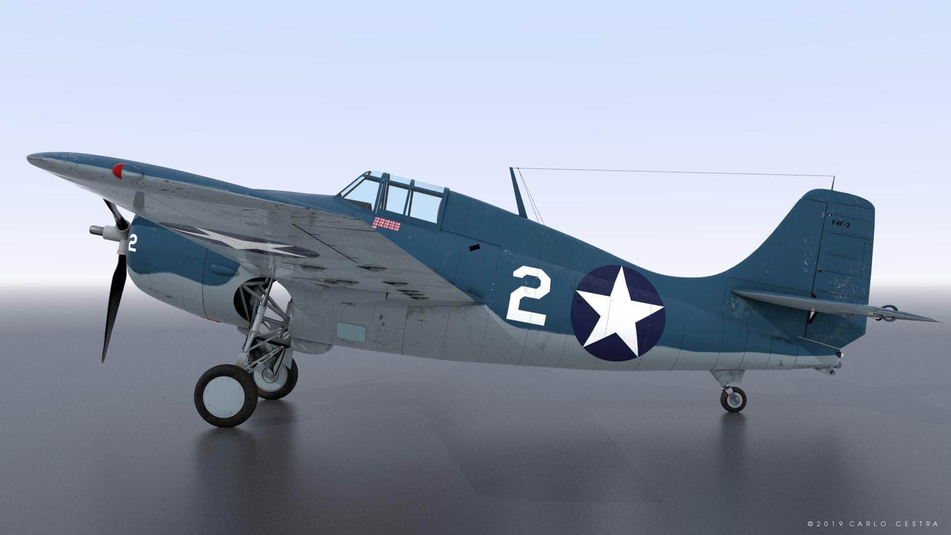 Grumman F4F-3 Wildcat VMF-222 3D Model by Carlo Cestra