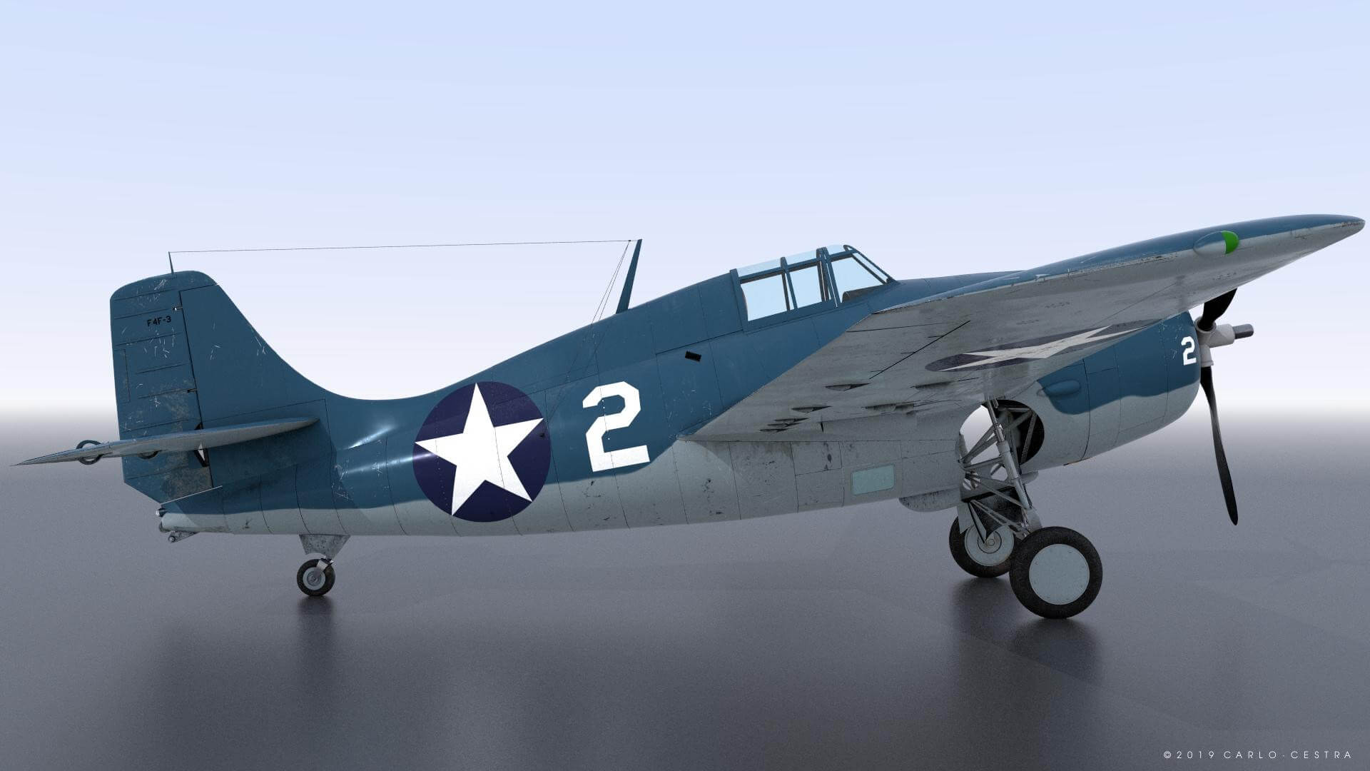 Grumman F4F-3 Wildcat VMF-222 3D Model by Carlo Cestra