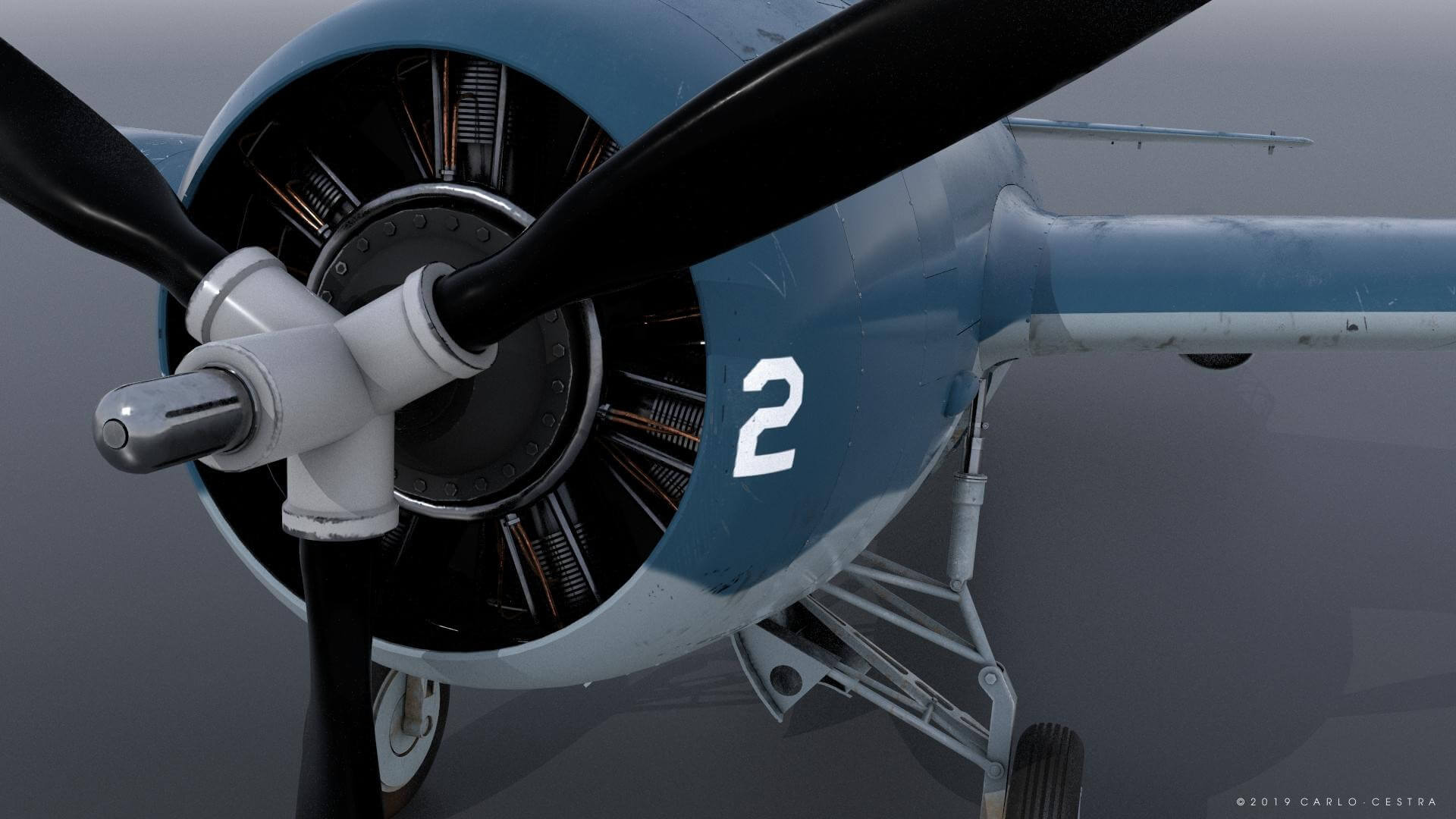 Grumman F4F-3 Wildcat VMF-222 3D Model by Carlo Cestra