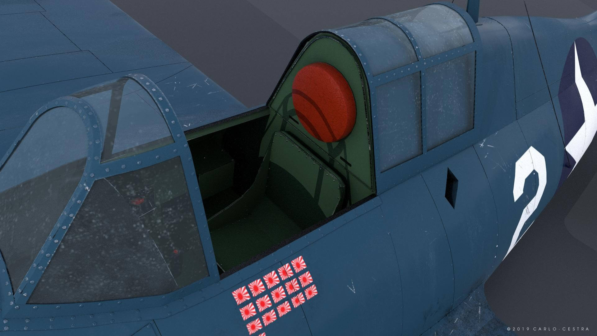 Grumman F4F-3 Wildcat VMF-222 3D Model by Carlo Cestra