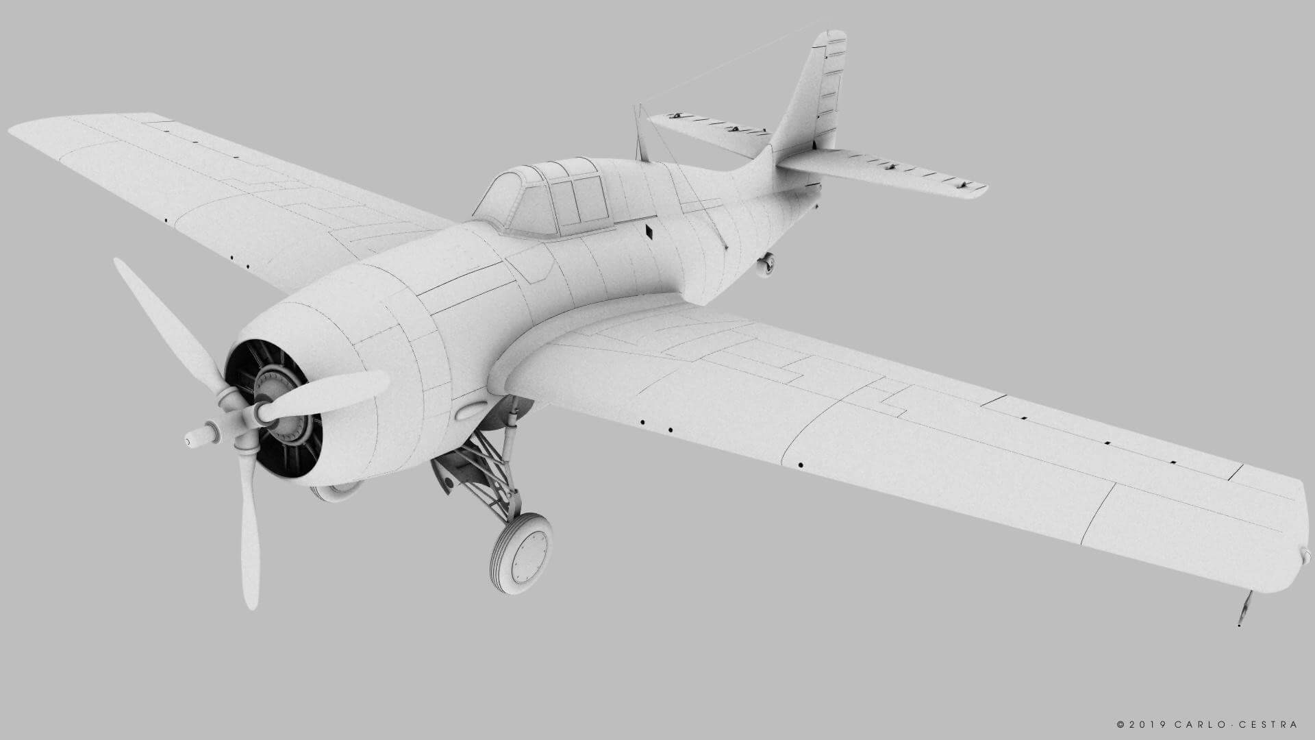 Grumman F4F-3 Wildcat VMF-222 3D Model by Carlo Cestra