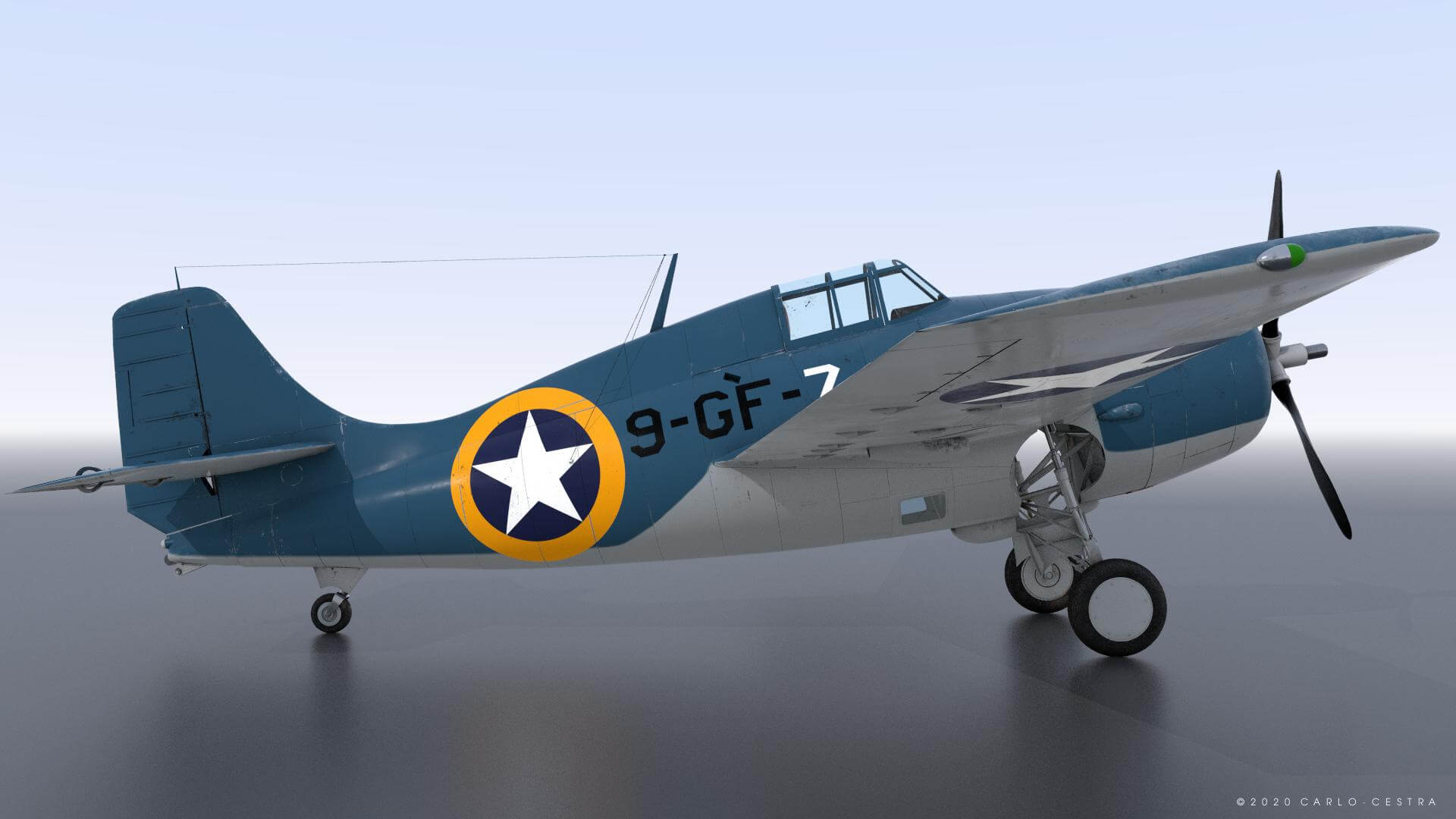 Grumman F4F-4 9-GF-7 - Not Rigged 3D Model by Carlo Cestra