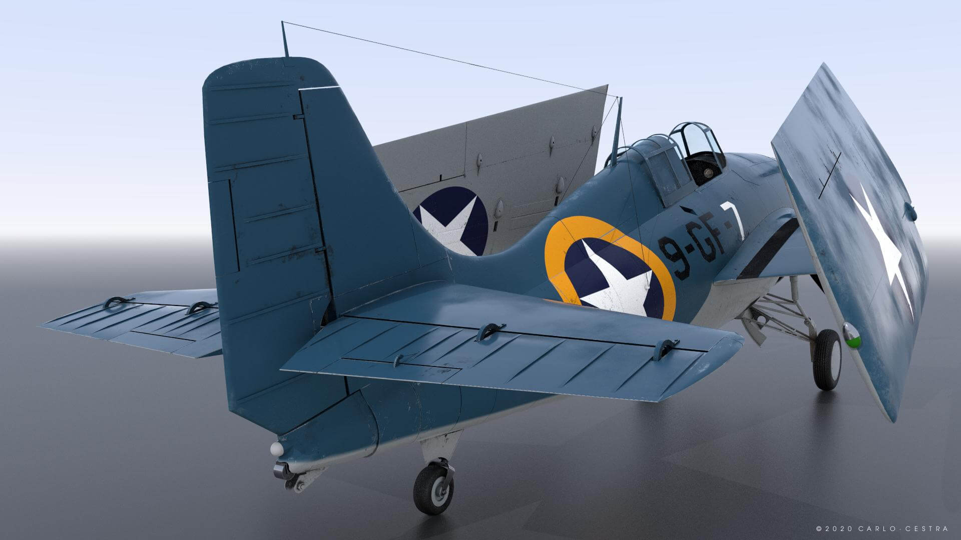 Grumman F4F-4 9-GF-7 - Not Rigged 3D Model by Carlo Cestra