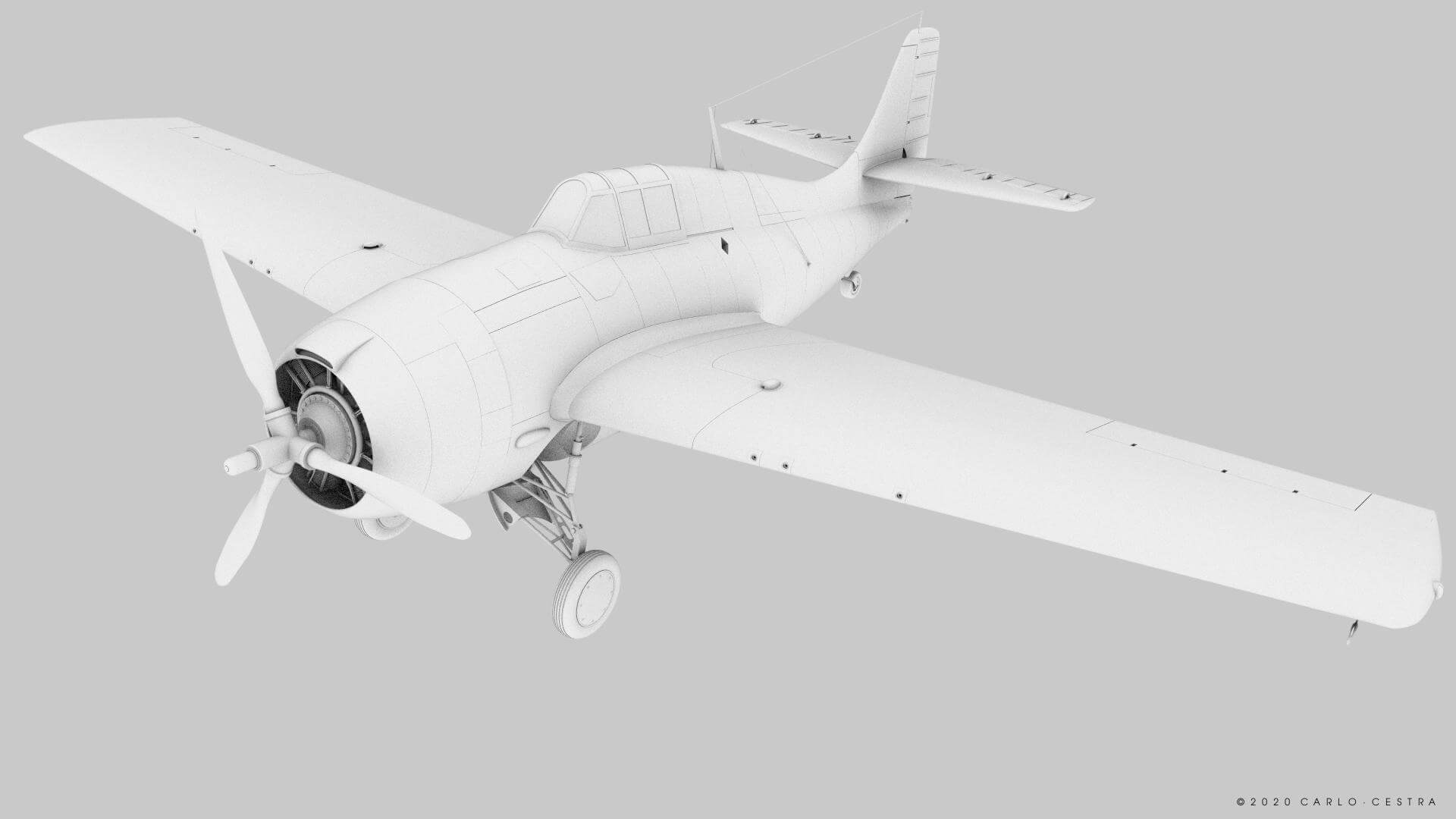 Grumman F4F-4 9-GF-7 - Not Rigged 3D Model by Carlo Cestra