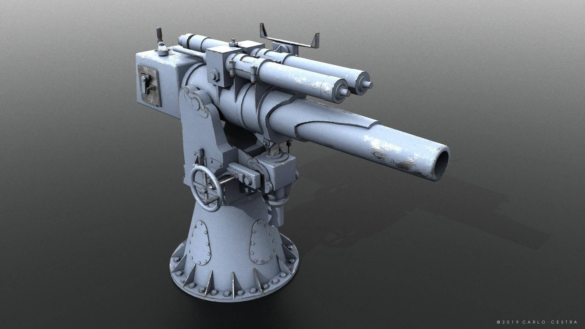 Howitzer 120-15 OTO 1933 3D Model by Carlo Cestra