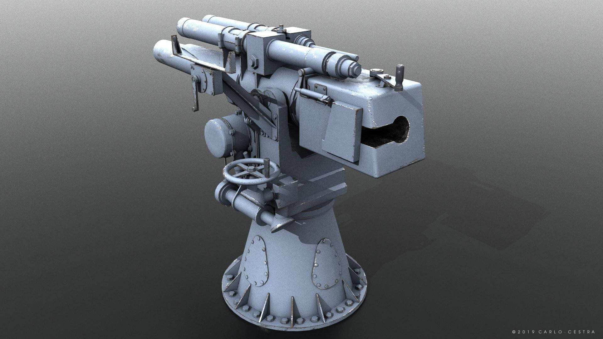 Howitzer 120-15 OTO 1933 3D Model by Carlo Cestra