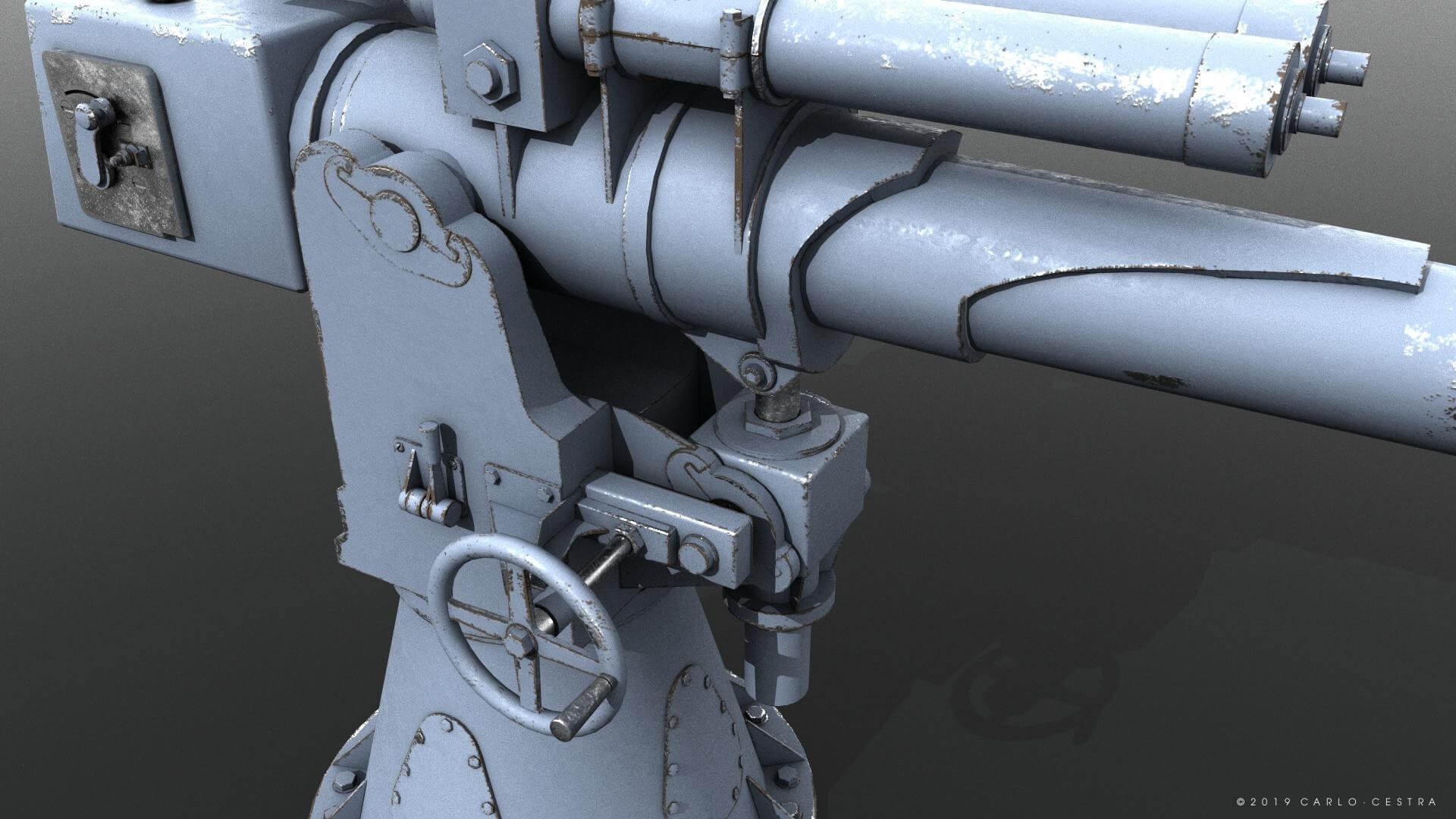 Howitzer 120-15 OTO 1933 3D Model by Carlo Cestra