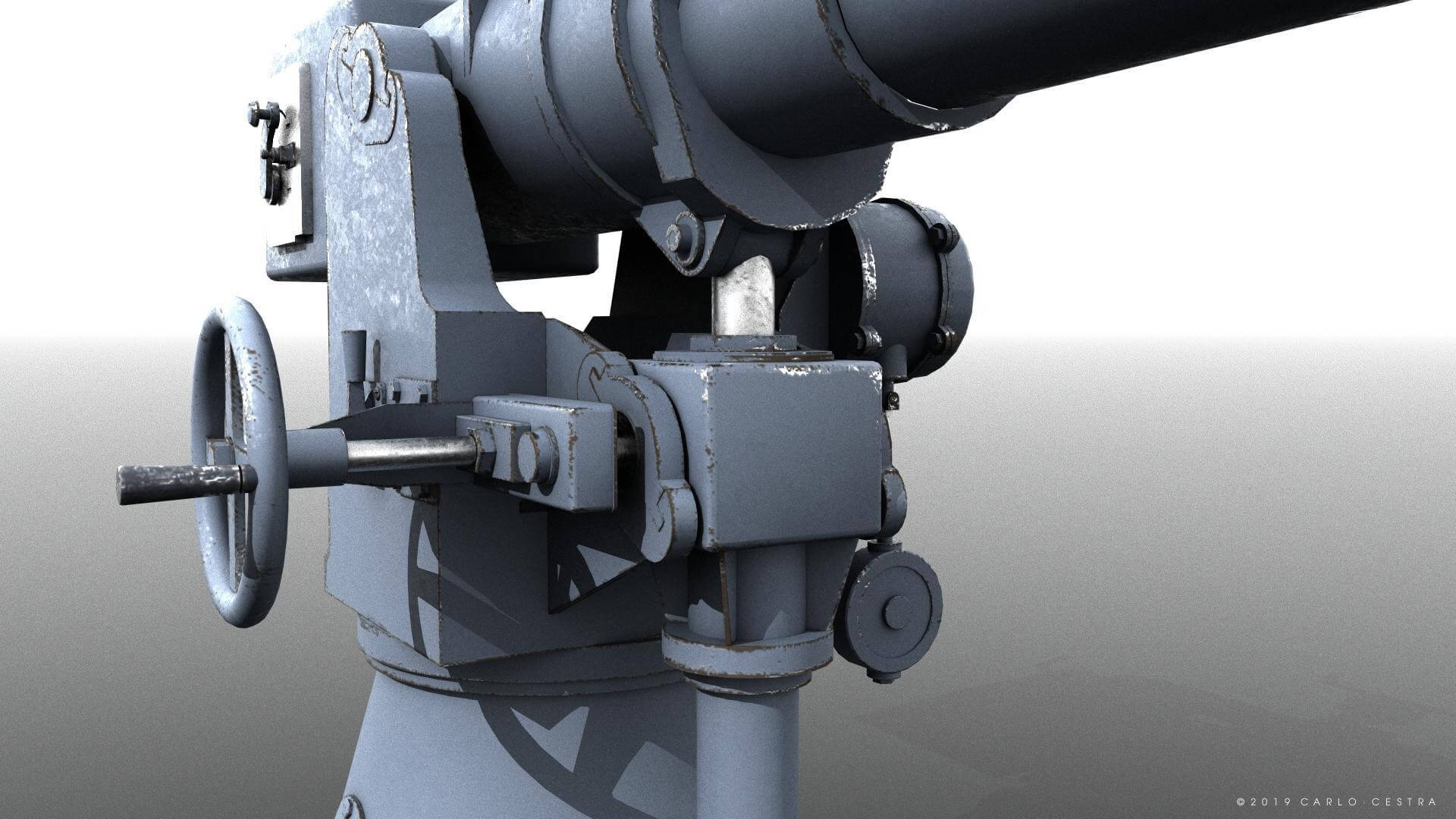 Howitzer 120-15 OTO 1933 3D Model by Carlo Cestra