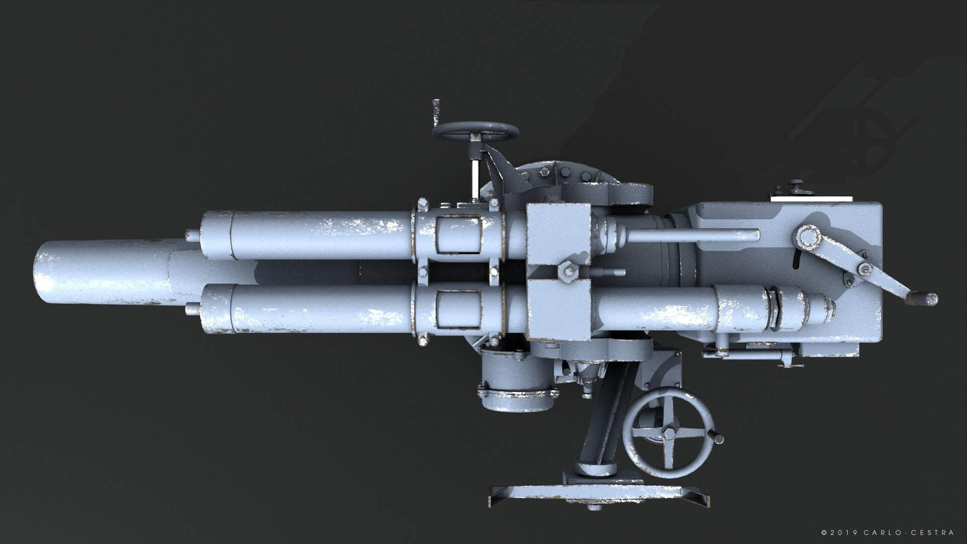 Howitzer 120-15 OTO 1933 3D Model by Carlo Cestra
