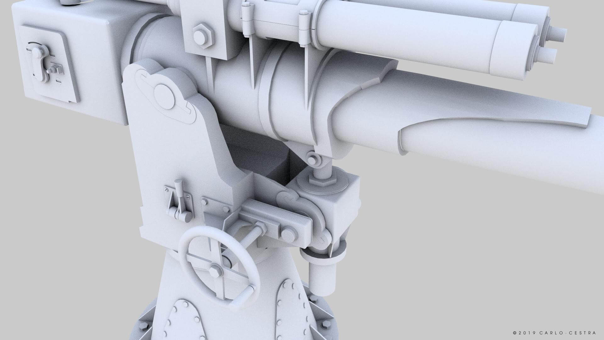 Howitzer 120-15 OTO 1933 3D Model by Carlo Cestra