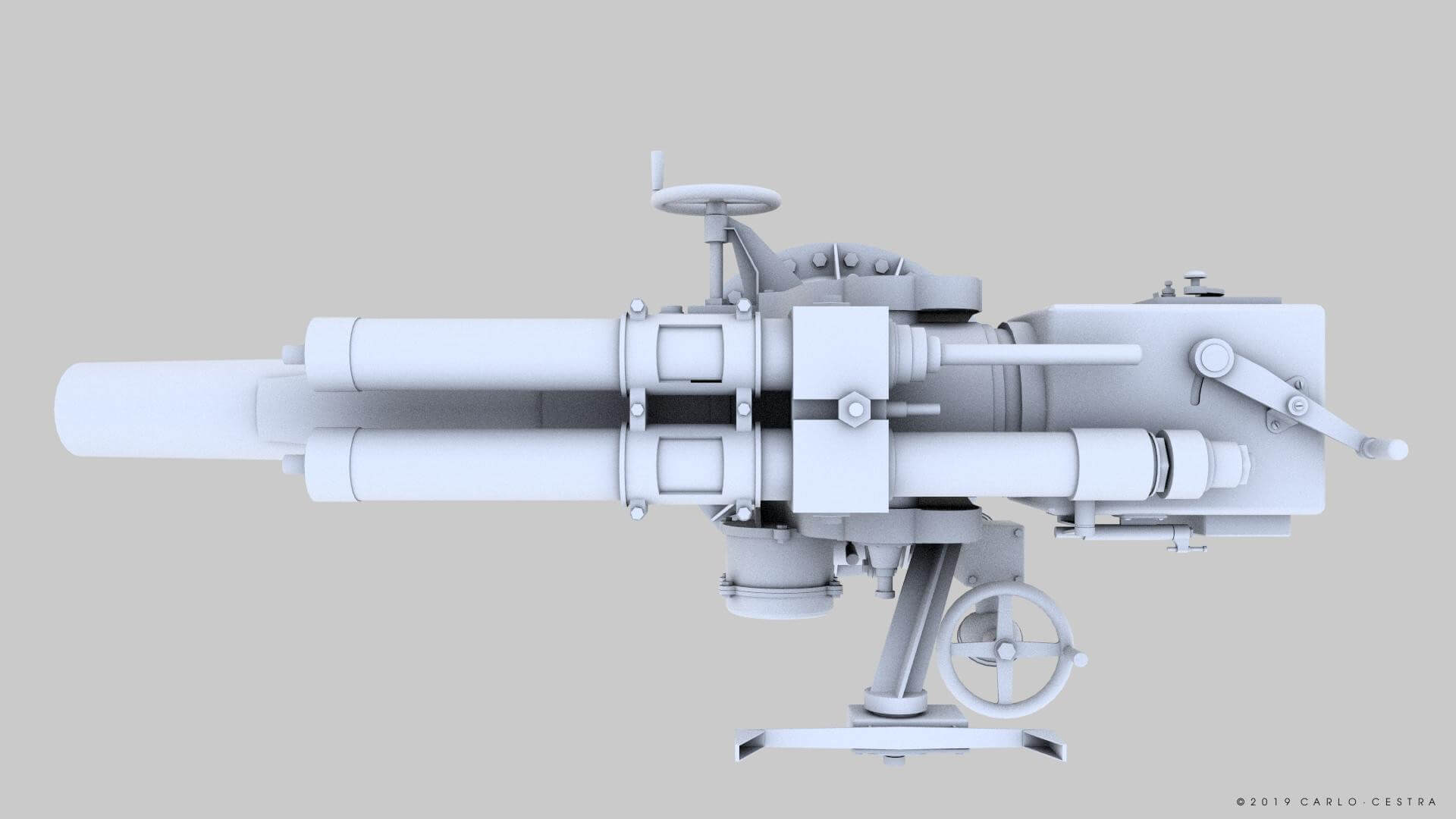 Howitzer 120-15 OTO 1933 3D Model by Carlo Cestra