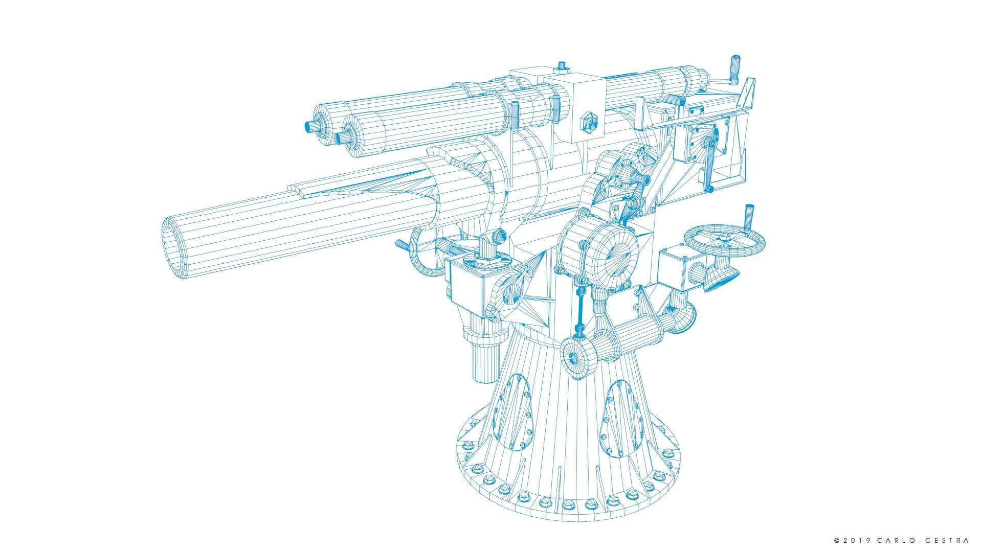Howitzer 120-15 OTO 1933 3D Model by Carlo Cestra