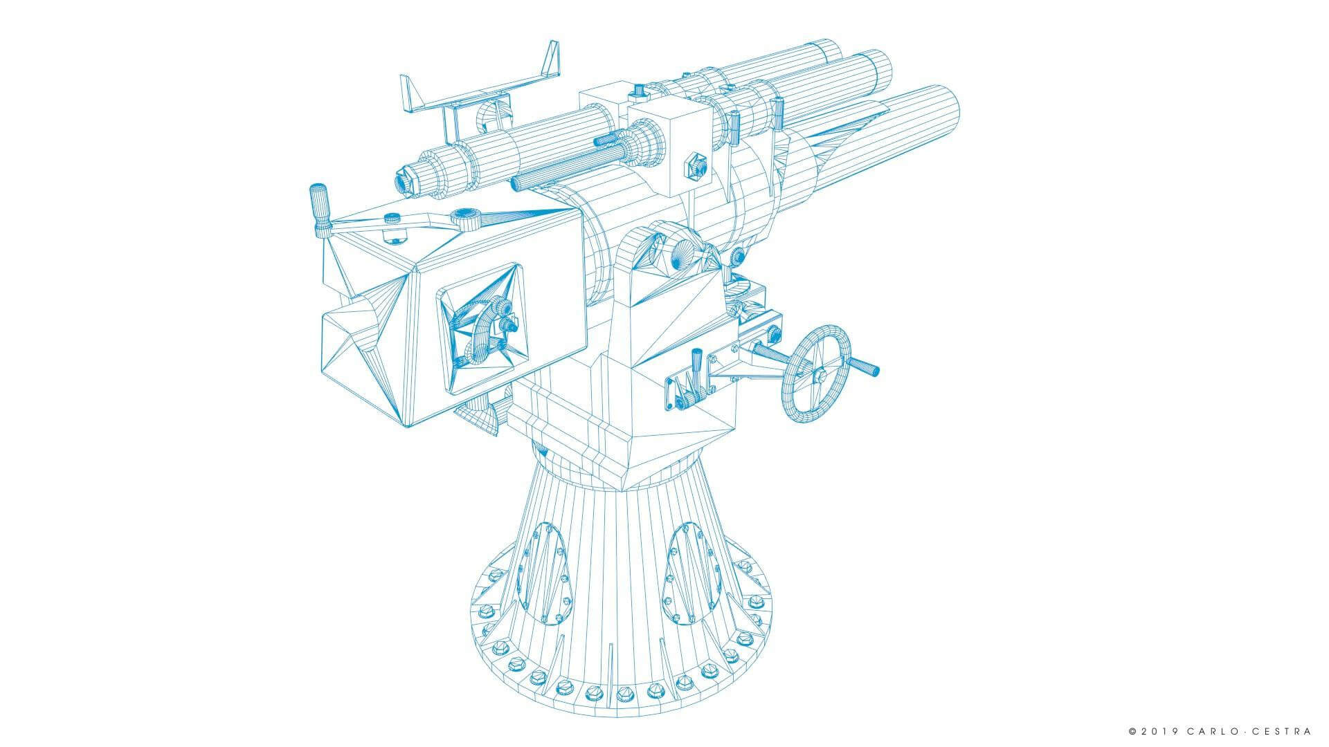 Howitzer 120-15 OTO 1933 3D Model by Carlo Cestra