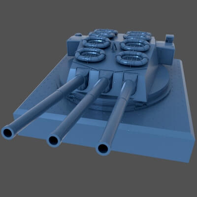 Italian WWII 381-50 Triple Turret 1-72 Commercial License 3D Model by ...
