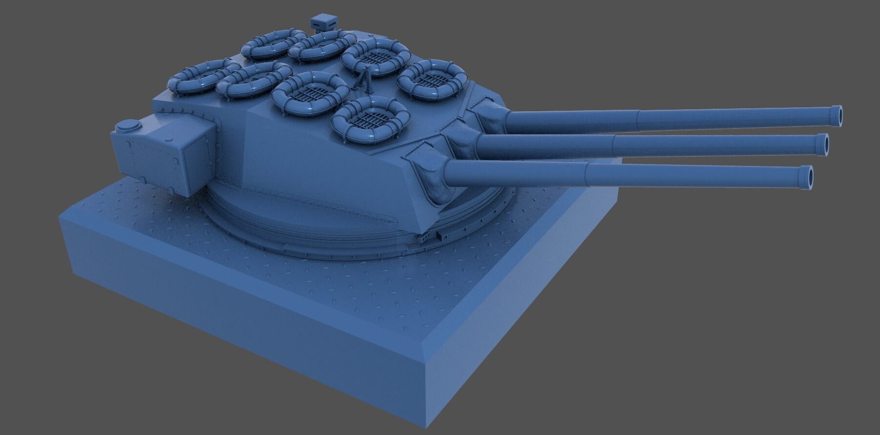 Italian WWII 381-50 Triple Turret - 1-72 Scale 3D Model by Carlo Cestra