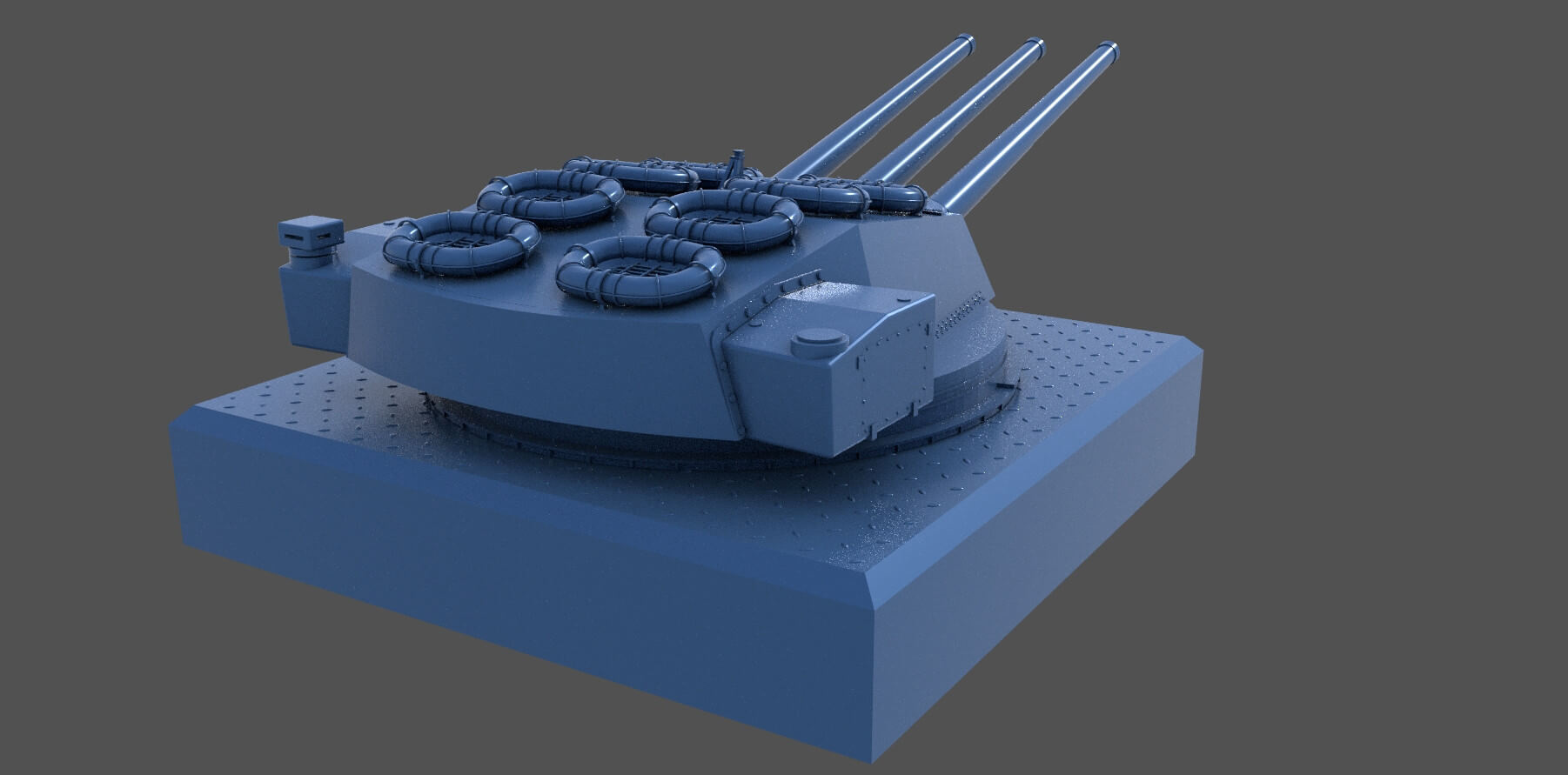 Italian WWII 381-50 Triple Turret - 1-72 Scale 3D Model by Carlo Cestra