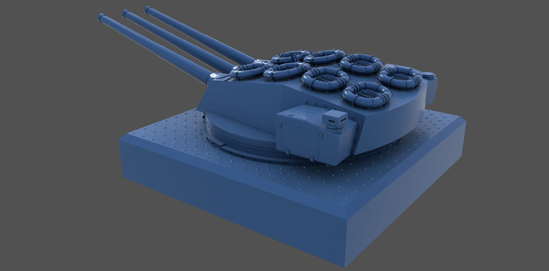 Italian WWII 381-50 Triple Turret - 1-72 Scale 3D Model by Carlo Cestra